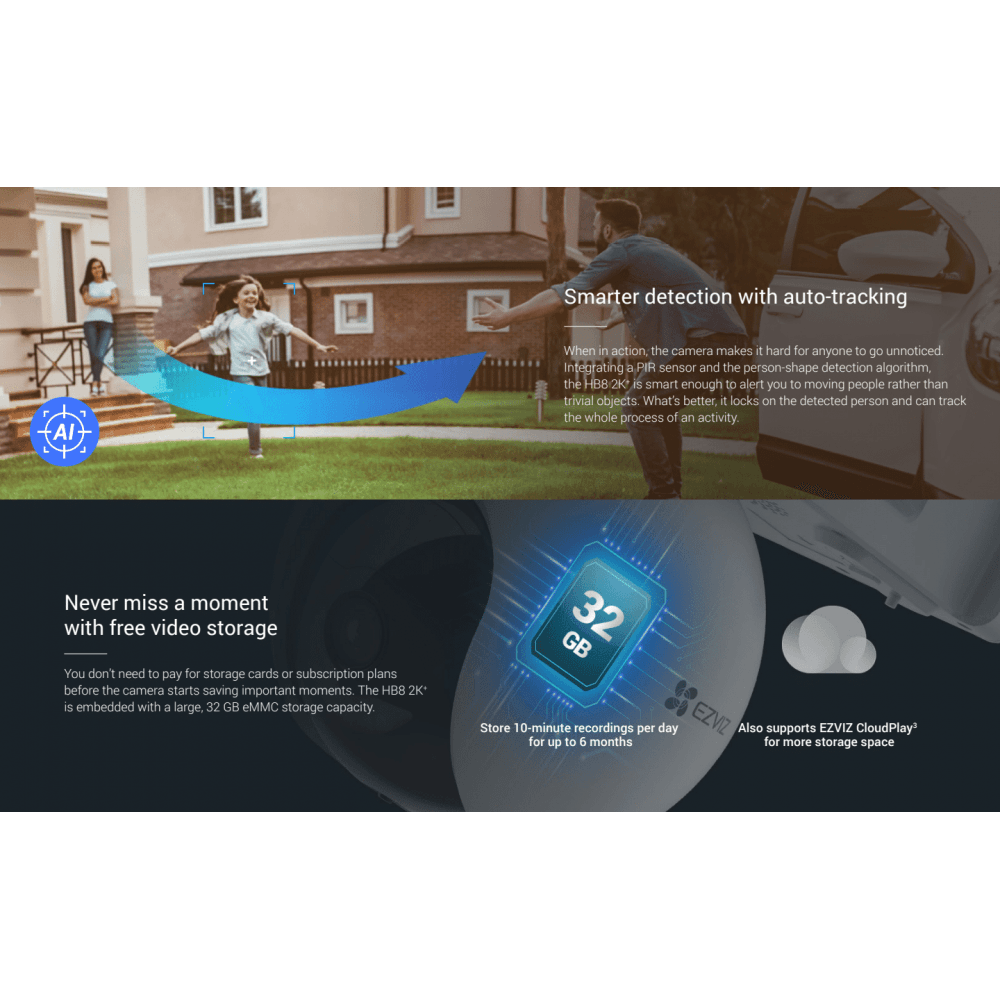 EZVIZ HB8 Battery-Powered Pan & Tilt Wi-Fi Camera - Smart & Secure Centre