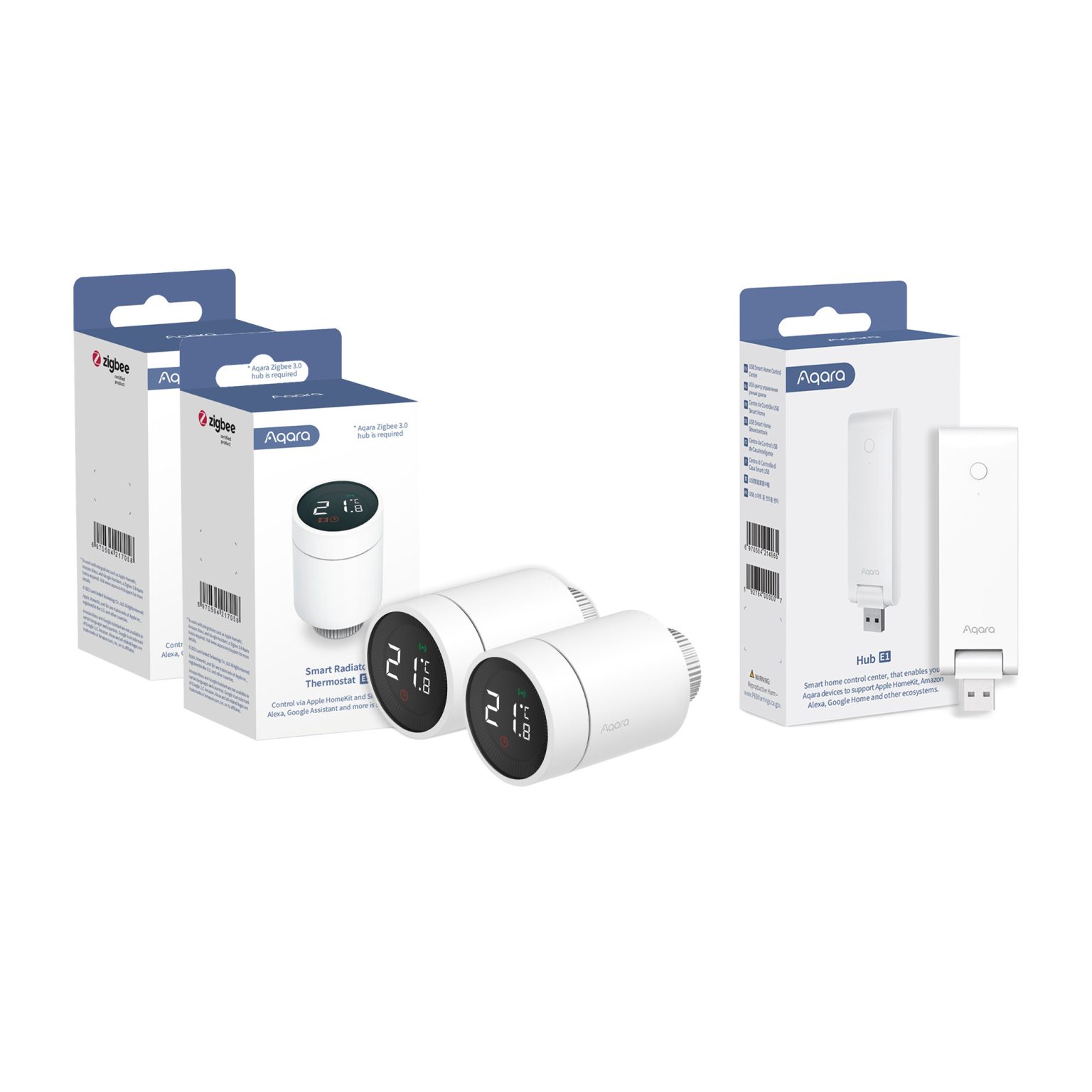 Aqara Smart Radiator Thermostat E1 (Duo) & Hub E1 Starter Bundle - Smart & Secure Centre