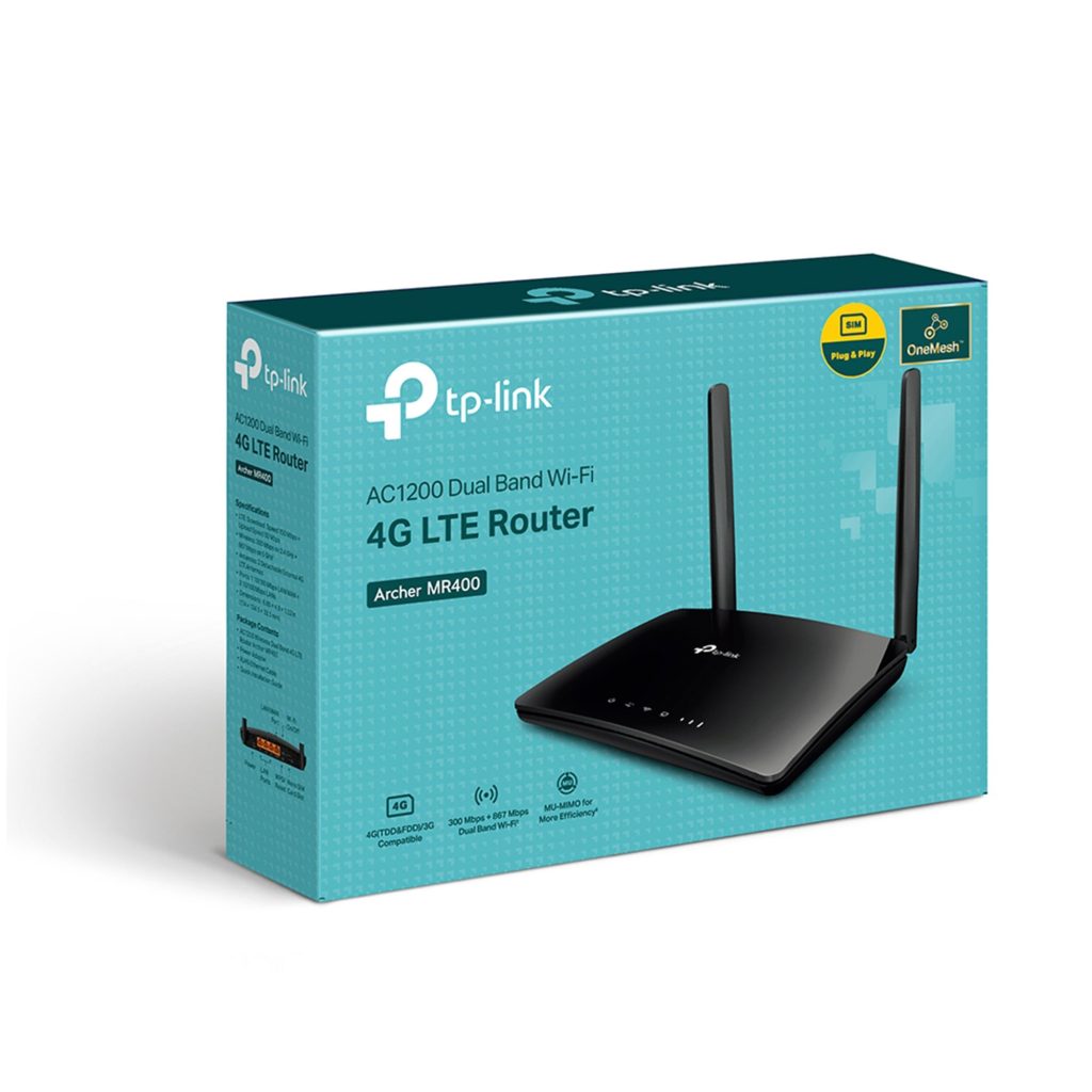 TP-Link Archer MR400 - AC1200 Wireless Dual Band 4G LTE Router - Smart & Secure Centre