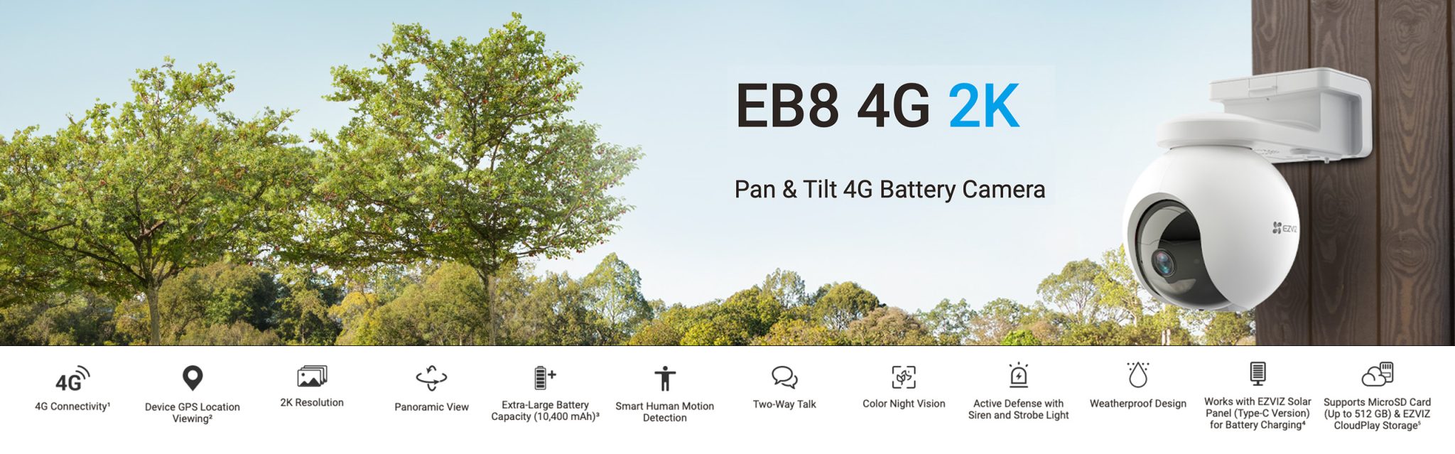 EZVIZ EB8 4G 2K - Pan & Tilt 4G Battery Wireless Camera