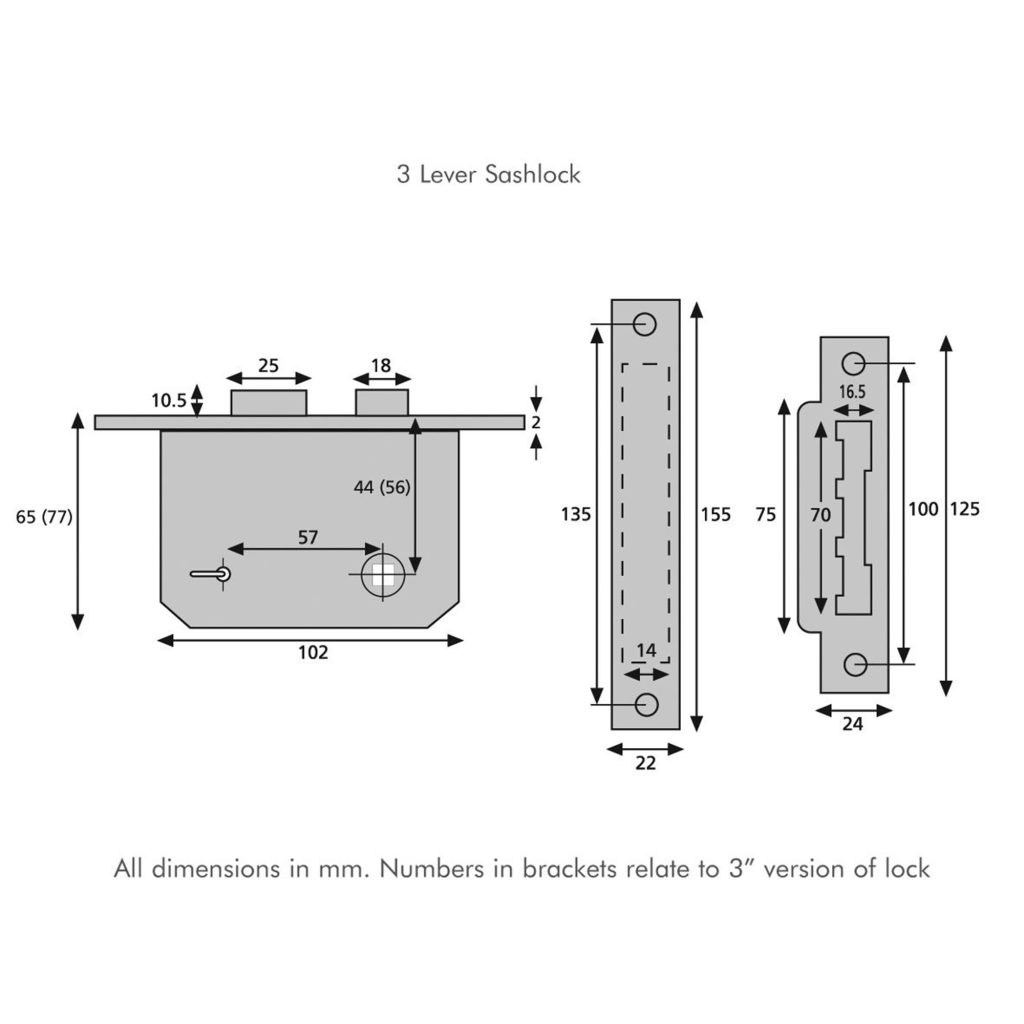 ERA 3 Lever Door Lock 2.5" Mortice Sashlock (Chrome Effect) - Smart ...