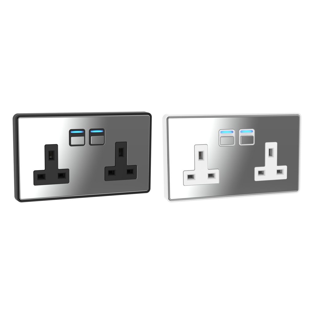 Lightwave Smart Series Luxury Finish - Smart Socket 2 Gang (Mirror ...
