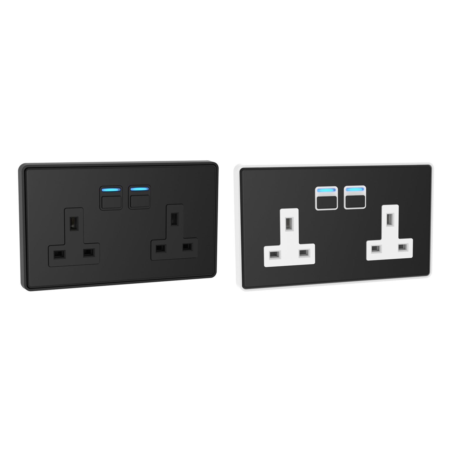 Lightwave Smart Series Luxury Finish - Smart Socket 2 Gang (Matte Black ...